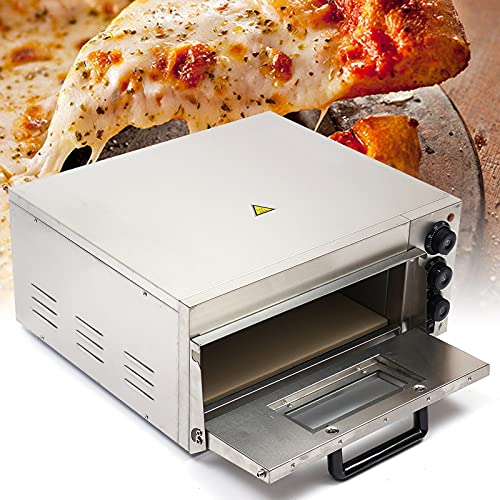 Commercial Pizza Oven Table, 2000W Baking Oven, Stainless Steel Electric Single-Layer Pizza Oven, Indoor Pizza Oven, Independent Temperature Control Time Adjustable Bread and Cookie Baking Cooking