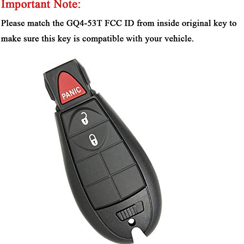 BestRemotes 3 Button Key Fob Keyless Entry Remote Replacement GQ4-53T Compatible for 2013-2018 Dodge Ram 1500 2500 3500