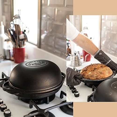 Deli&Co. Baking Pre-Seasoned Cast Iron Bread Pan Multicooker | Bake sourdough bread, grill steaks and cook stews | Seasoned with canola oil with a smooth surface finish