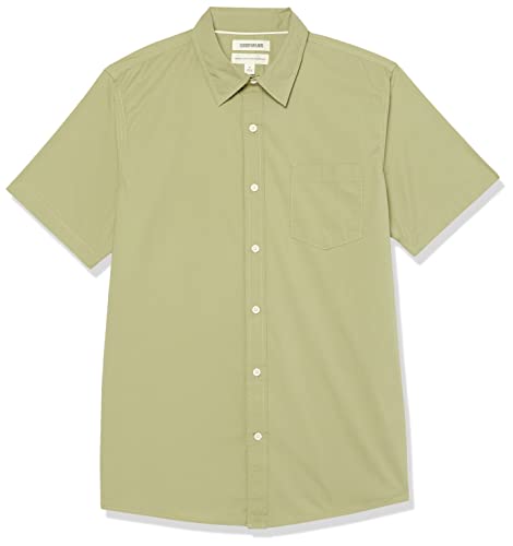 Goodthreads Men's Standard-Fit Short-Sleeve Stretch Poplin Shirt, Light Olive, X-Large