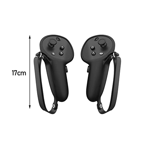 balikha 2Pcs Controller Protective Cover Anti Shock Soft Silicone with Adjustable Hand Strap Anti Slip Handle Protector Case for, Black