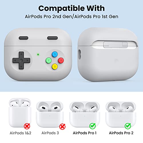 Delidigi Compatible for AirPods Pro 2 Case (USB-C/Lightning) Cover Retro Handheld Game Console Design Silicone Protective Case with Lanyard Keychain Compatible with AirPods Pro 2nd Generation