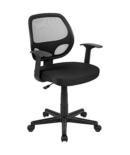 Flash Furniture Flash Fundamentals Mid-Back Black Mesh Swivel Ergonomic Task Office Chair with Arms