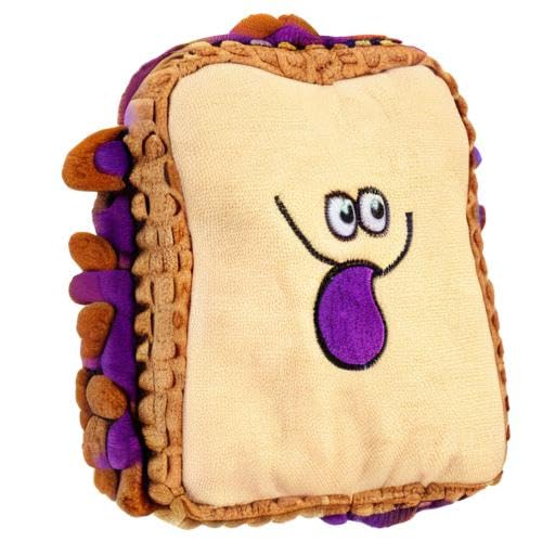 TrustyPup Tough 'N Fun PBJ Squeaky Plush Dog Toy, Chew Guard Technology - Tan, Medium (71151)