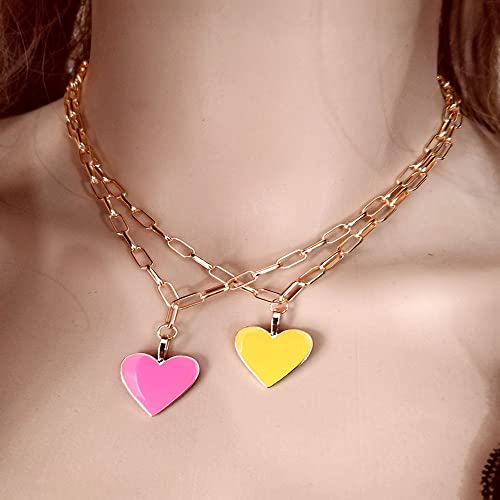 Balirek 6Pcs Heart Necklace Paperclip Chain for Women