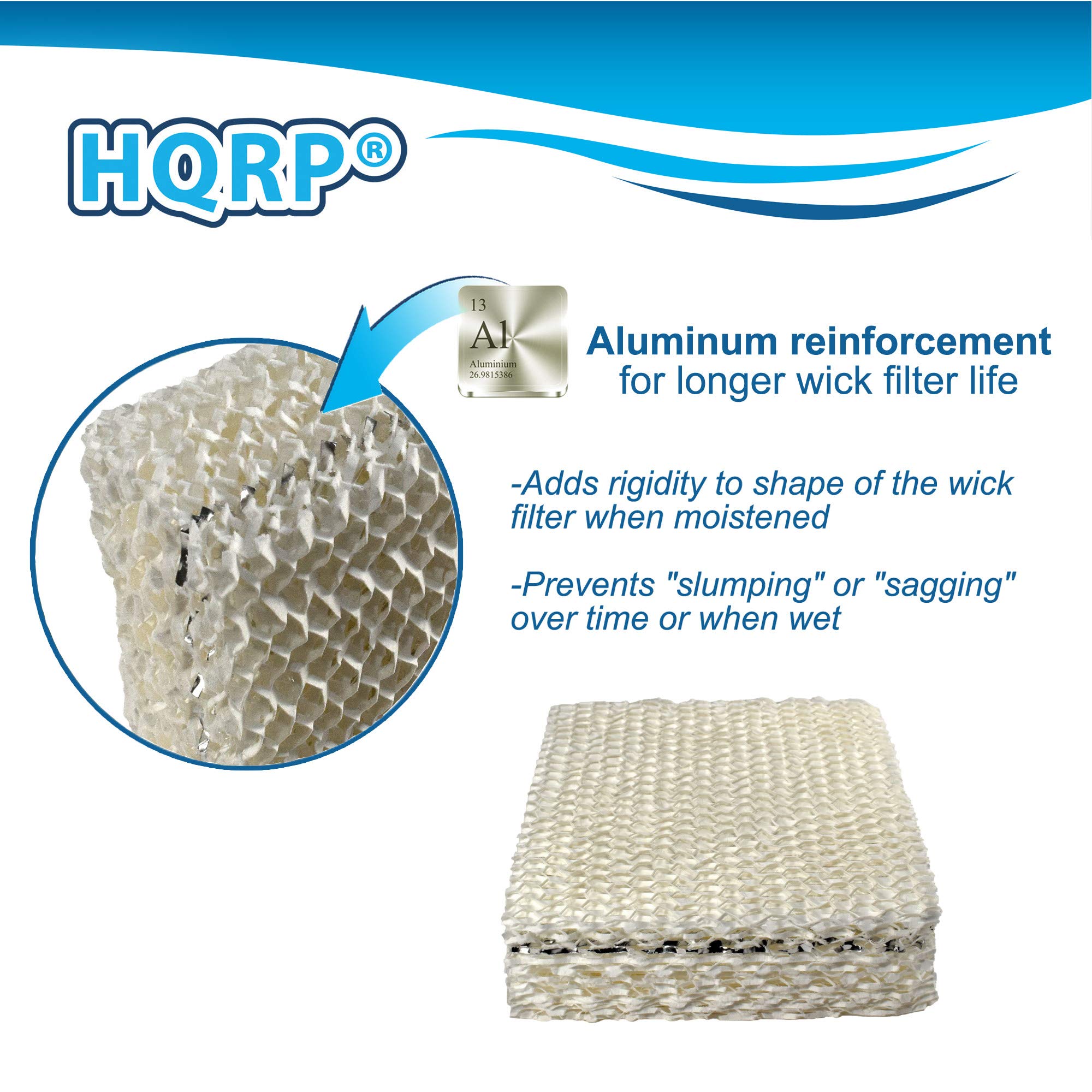 HQRP 2-Pack Humidifier Wick Filter Compatible with Duracraft AC-809 / D09-C/AC-815 / D15C, Honeywell HC-809, Lasko THF15 1115, Kaz WF-815 WF815 Replacement
