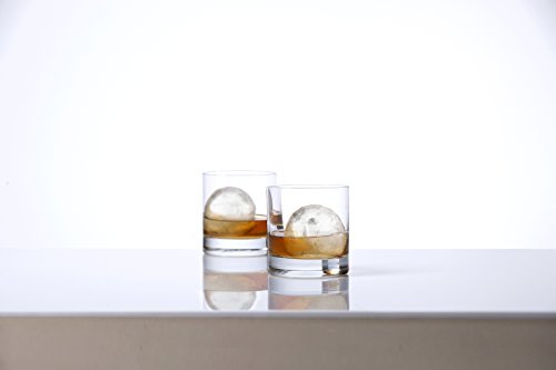 Schott Zwiesel Ultimate Whiskey with 2 Double Old Fashioned Bar/Cocktail Glasses Paired with 2 Large Sphere Ice Molds, Clear