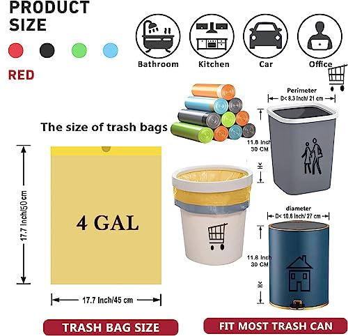 DDSColour 4 Gallon Small Trash Bags Drawstring,for Kitchen Bathroom Yard Office Car Unscented Plastic Yellow Trash bags, Fit 10-13 Liter Trong Small Drawstring Trash Bags Can Bin Liners 75 Count