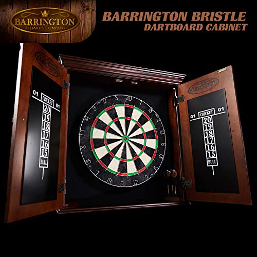 Barrington Billiards Chatham Wood Dartboard Cabinet With 18β Bristle Dartboard and Steel Tip Dart Set