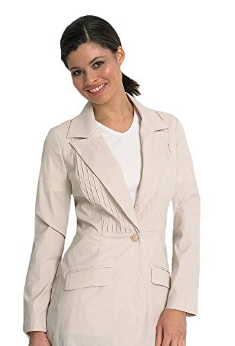 Executive Lab Coat for Women, Lapel Collar Esthetician Unifrom (Tan)