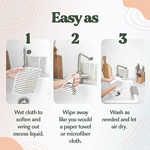 FEBU Swedish Dishcloths for Kitchen | 5 Pack Japanese Pattern Swedish Dish Towels | Reusable Paper Towels Washable | Non-Scratch Cellulose Sponge Cloths | No Odor, Biodegradable, Swedish Cloths