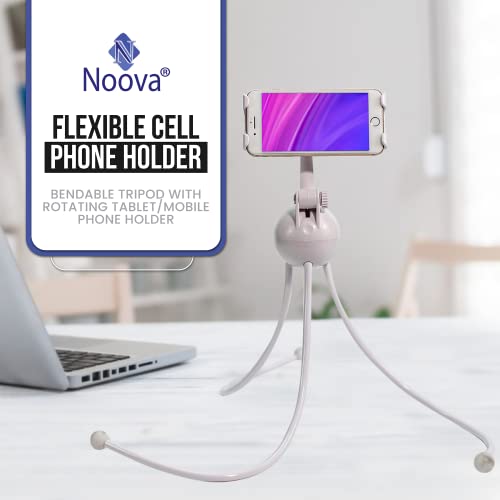 Flexible Cell Phone Holder/Stand for Bed - Hands Free iPhone and Android Phone Stand Holder - Bendable Tripod with Rotating Tablet/Mobile Phone Holder for Filming, Reading or Watching Videos