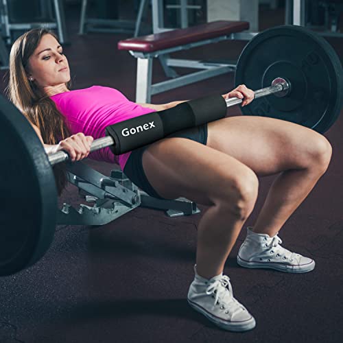 Gonex Barbell Pad Set for Squats Hip Thrusts Upgraded Bar Neck Pads Workout Foam Weightlifting Cushion with 2 Gym Ankle Straps Hip Resistance Band Fits Standard Olympic Bars with a Carry Bag, Pink/Black