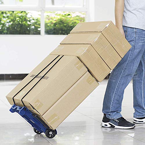 Folding Hand Truck Aluminum Telescopic Rod Foldable Roller Shopping Trolley Collapsible 2 Wheel Trolley Expandable Large Chassis Foldable into Backpack