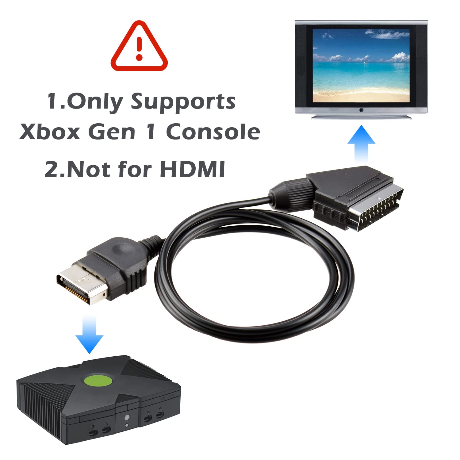 Gam3Gear RGB Scart Cable for Original Classic Microsoft Xbox Gen 1