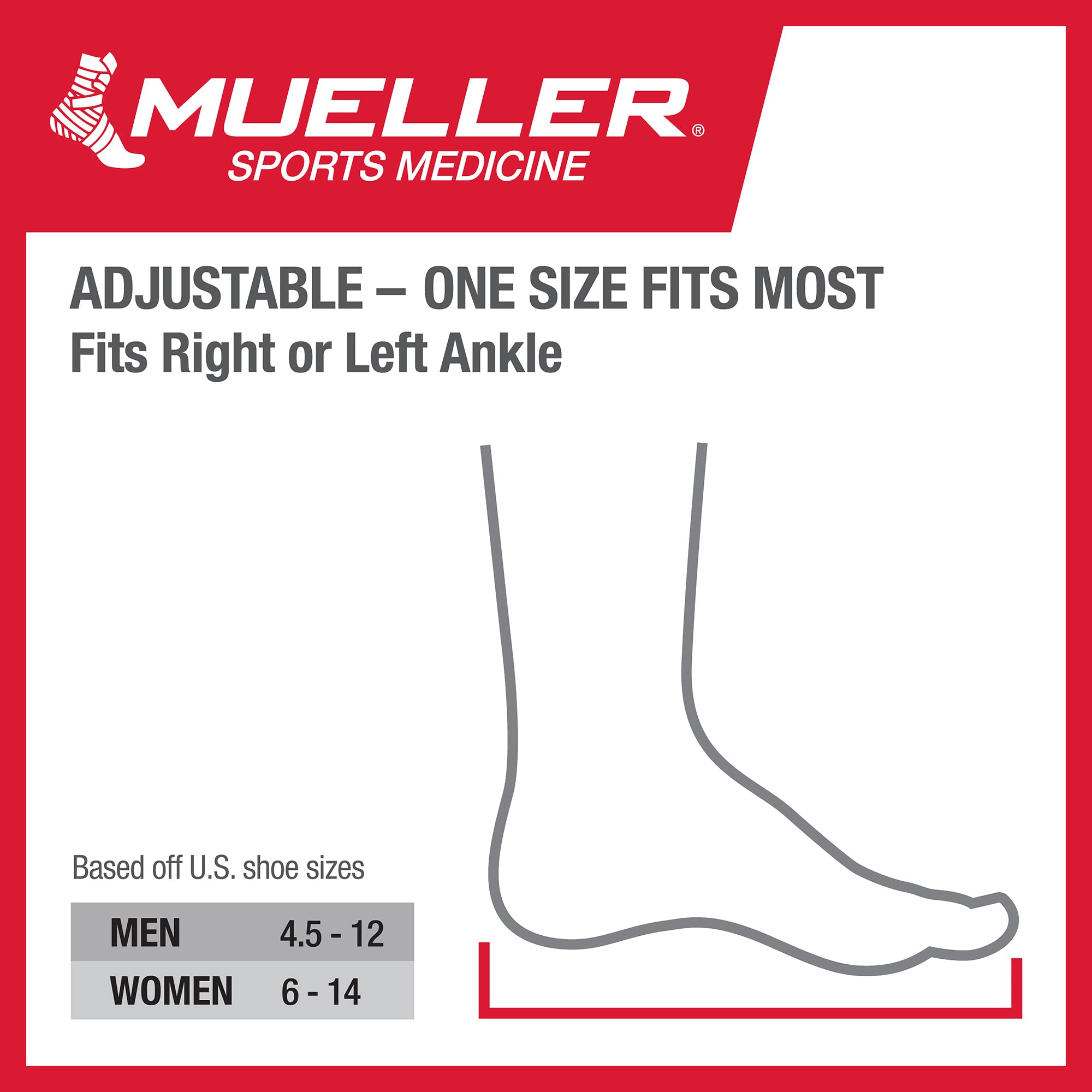 MUELLER Sports Medicine Green Adjustable Ankle Support Brace, Ankle Pain Relief Support for Men and Women, Ideal for Sprains, Strains, Arthritis, Black, One Size