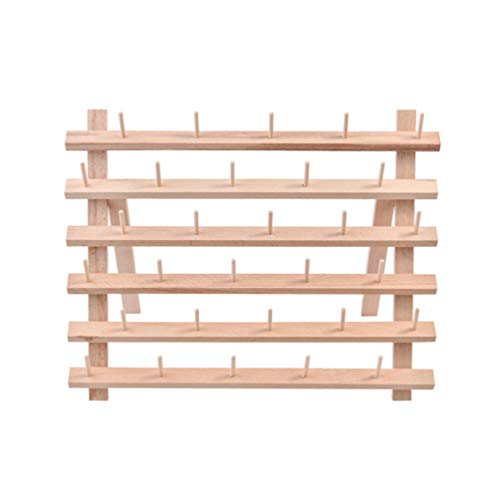 Exceart Thread Storage Rack 30 Spool Cone Foldable Wood Thread Rack Stand Embroidery Machine Holds DIY Bobbin Thread Organizer for Embroidery Craft Sewing Thread Stand Holder