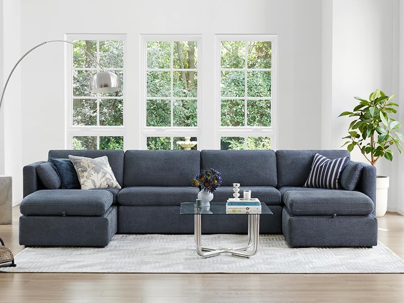 CHITA Sectional Modular Sofa Fabric Swatch, Linen, Grey, Blue, Terracotta, Moss Green Included