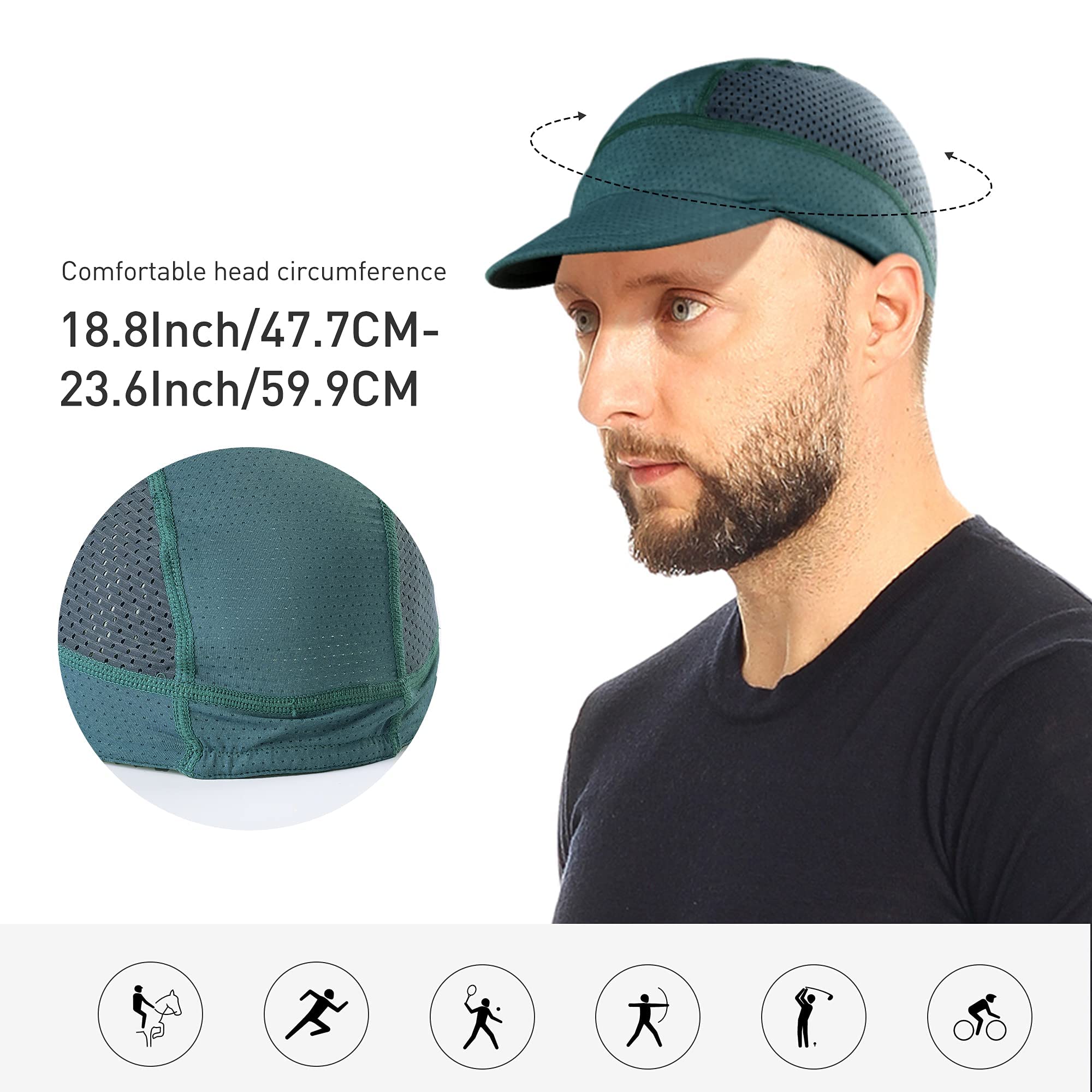 Arcweg Cycling Caps Men Women Sunproof Cycling Hat Breathable Anti Sweat Under Helmet Bike Hat Lightweight Skull Cap
