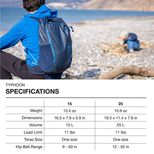Exped Typhoon 25 | Lightweight Travel Backpack | Waterproof Backpack | Multifunctional Backpack, Navy, 25L