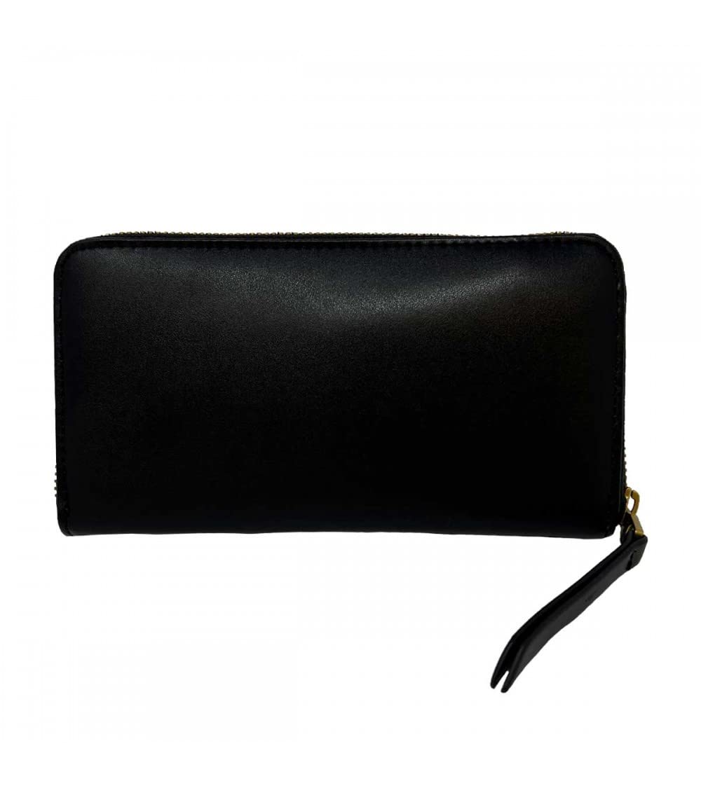 VERSACE JEANS COUTURE WOMAN'S WALLET 72VA5PA1 IN BLACK FAUX LEATHER WITH ZIP AROUND AND METAL LOGO