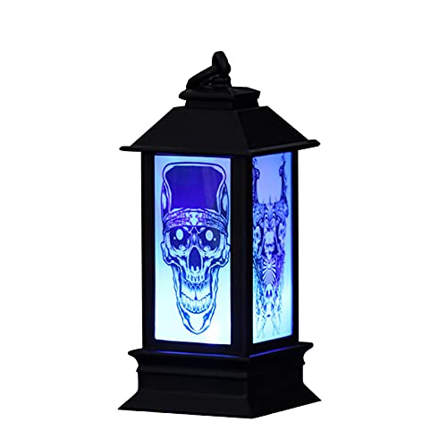 FKSESG Vintage Outdoor Candle Lantern Decorative with LED Light Halloween Candle LED Tea Light for Halloween Decoration Tabletop Lanterns Decorative Home Hanging Lanterns Battery Powered (A)