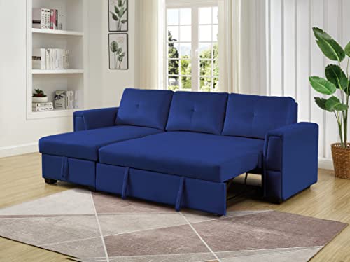 Legend Vansen 91'' L-Shaped Convertible Sectional Sleeper Sofa with Pull-Out Bed and Storage,with Reversible Chaise,Convertible Sofa for Living Room and Apartment