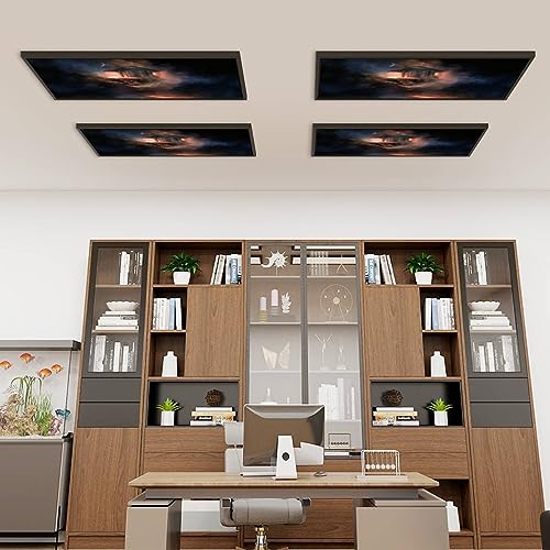 Decorative Fluorescent Light Covers for ceiling lights Night fantasy landscape island stones water wooden fantasy house water light covers for ceiling lights classroom Office Home Decor 4 x 2 ft