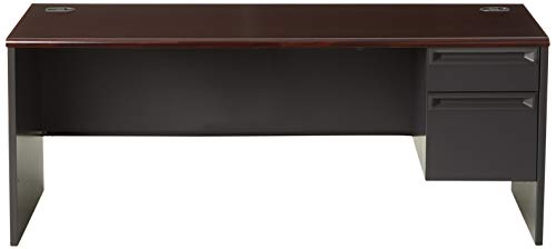 HON 38000 Series Right Pedestal Credenza, 72w x 24d x 29-1/2h, Mahogany/Charcoal