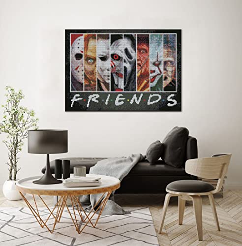 Halloween Cross Stitch Stamped Kits for Adults Beginners-Horror Embroidery Kits Friends Counted Cross Stitch Kits Patterns for Beginners 11 CT Dimensions Embroidery Kits Arts Craft Kits Home Decor