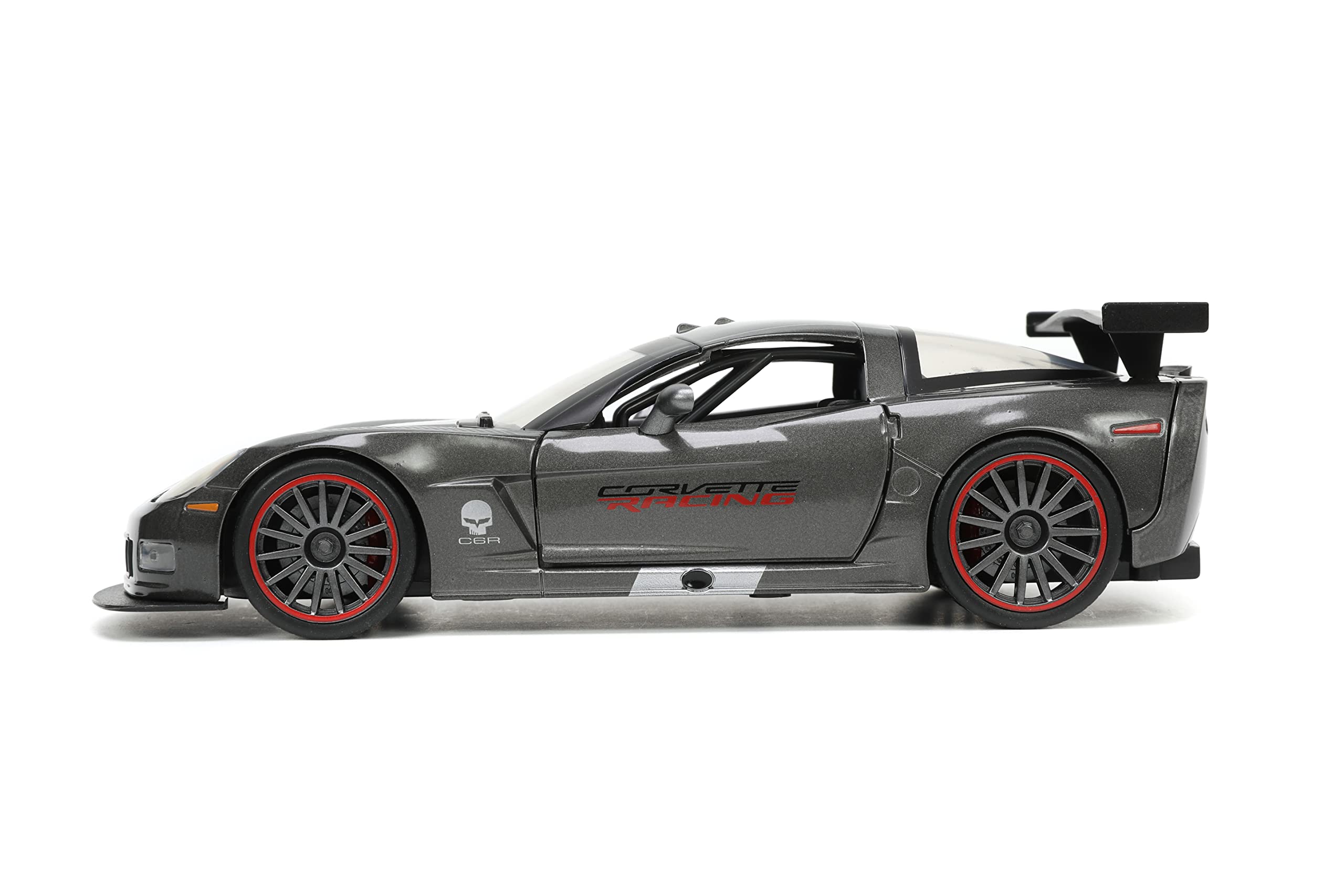 Big Time Muscle 1:24 2005 Chevy Corvette C6R Die-cast Car Charcoal Grey, Toys for Kids and Adults