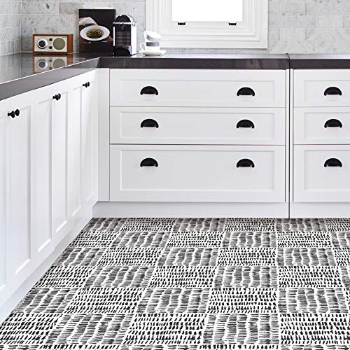 FloorPops FP2945 Noleby Peel & Stick Floor Tiles, Black