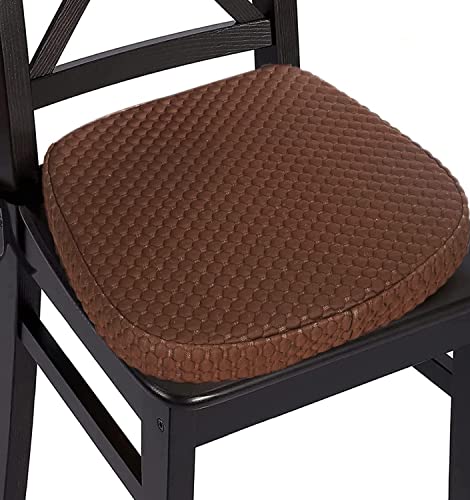 Big Hippo Kitchen Chair Pads Chair Cushion for Dining Chairs,Memory Foam Indoor Seat Cushion Wooden Metal Chair Cushions with Ties,Dining Seat Cushion with Machine Washable Cover,16" x 17", Brown
