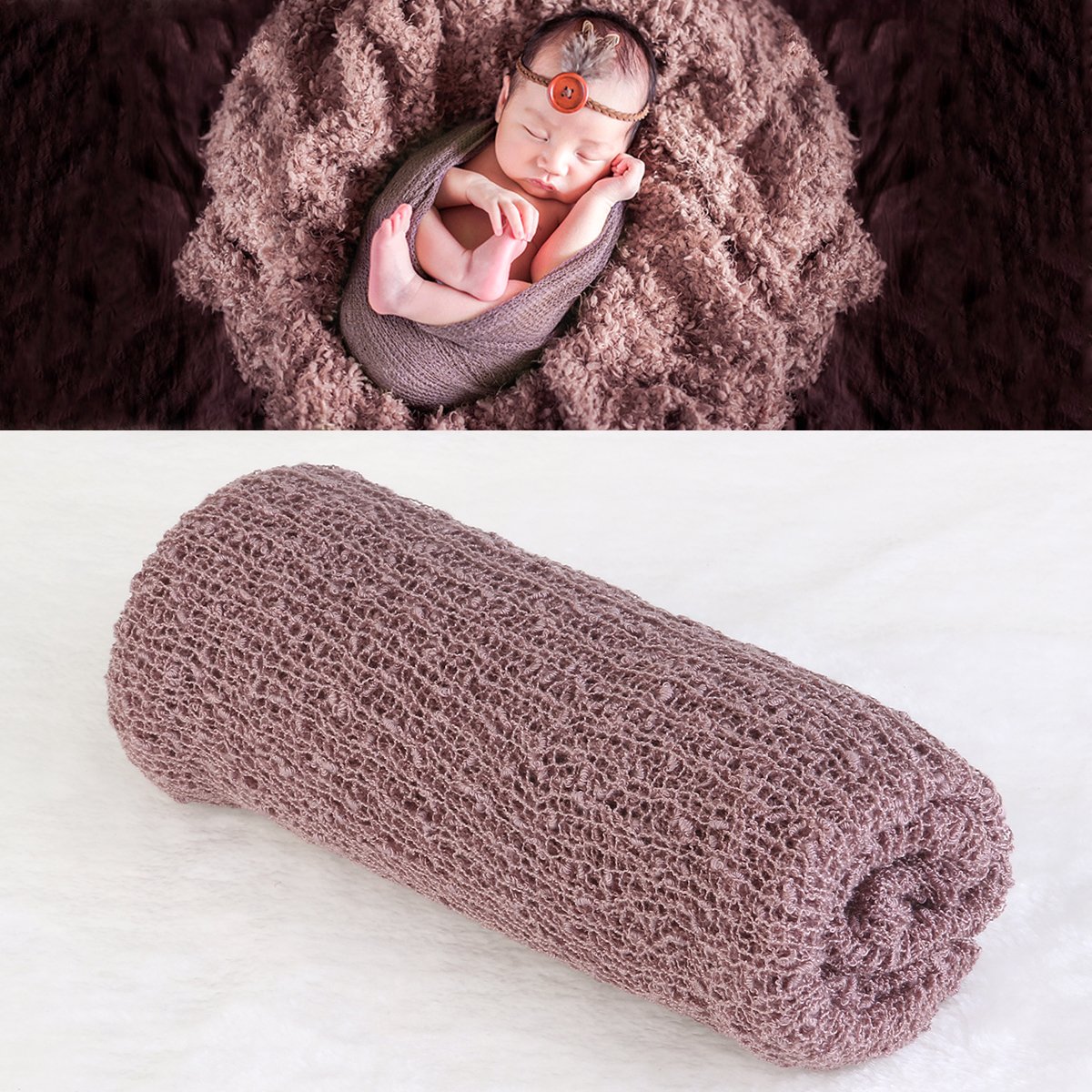 TINKSKY Long Ripple Wrap - DIY Newborn Baby Photography Wrap-Baby Photo Props (Lilac)