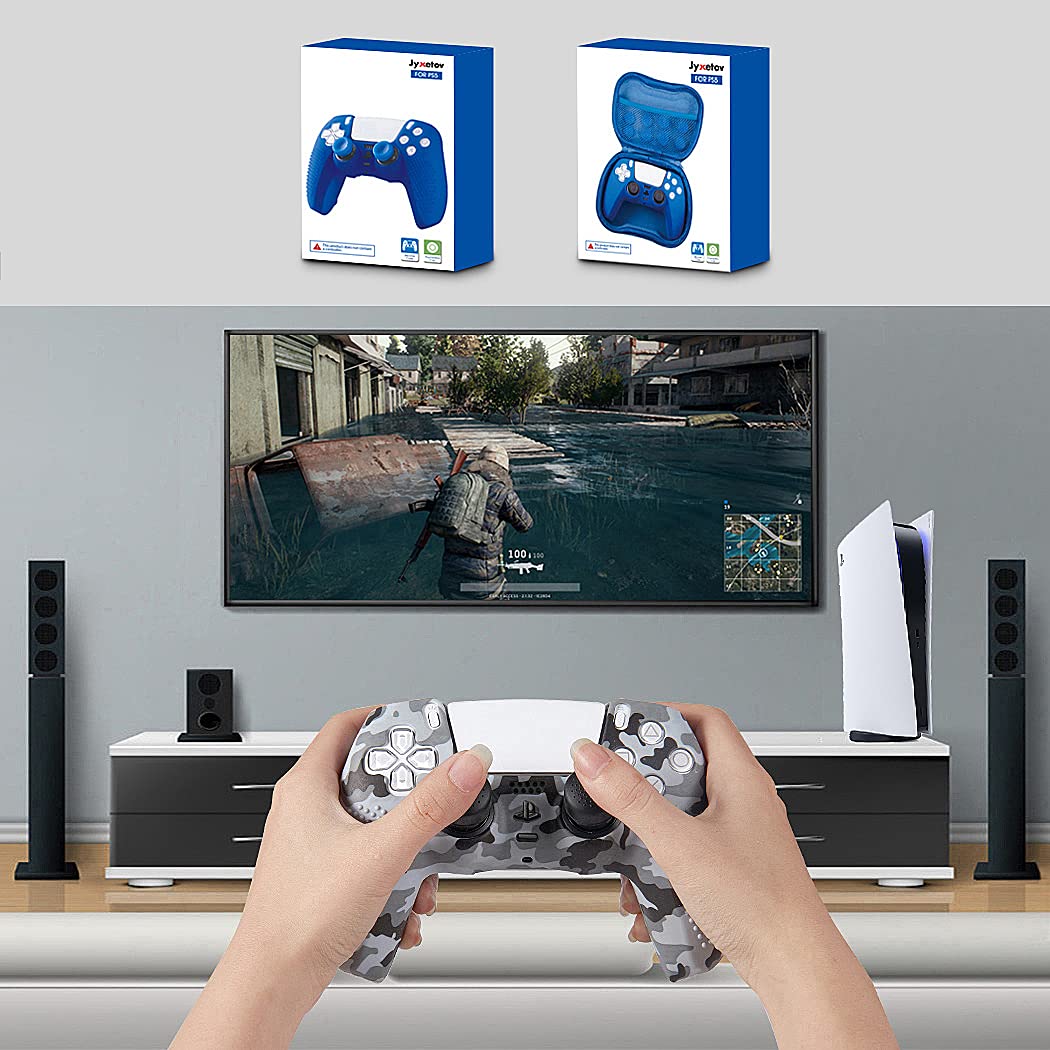JYXETOV PS5 Controller Skin Cover Case Silicone Protective(27 Options, Free 8 Button caps, Suitable for Original Charger, Non-Slip Design, Double-Sided Printing Pattern)