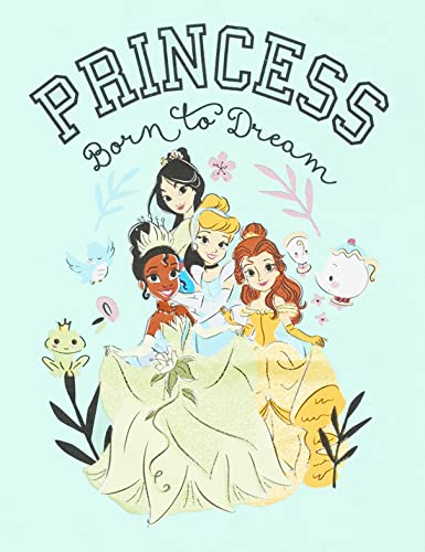 Disney Princess Girls T-Shirt-Cinderella, Belle, Tiana, Mint (G4-16), 7-8