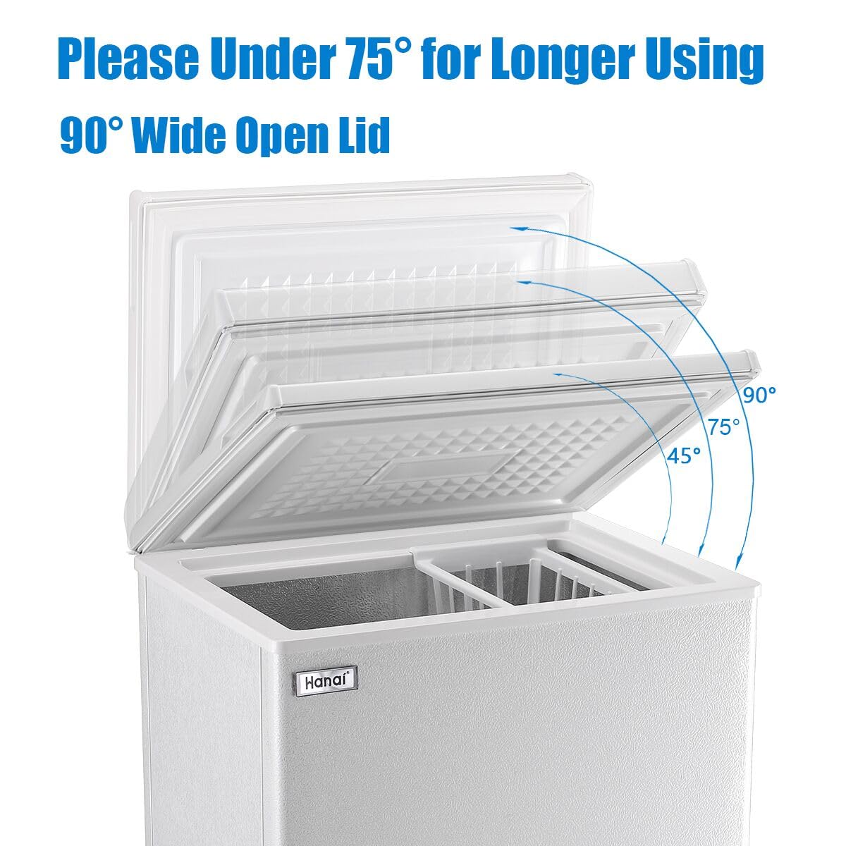 Chest Freezers Compact Mini Deep Freezer WANAI 3.5 Cu.Ft Free-standing Top Door Room Dorm Office Garage Freezer with 7 Adjustable Temp Control Removable Basket for Apartment Basement Business