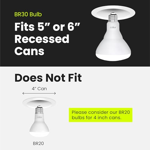 Feit Electric BR30 LED Light Bulb, 65W Equivalent, Dimmable, 650 Lumens, E26 Standard Base, 5000K Daylight, 90 CRI, Recessed Can Light Bulbs, 22 Year Lifetime, BR30DM/950CA/4, 4 Pack