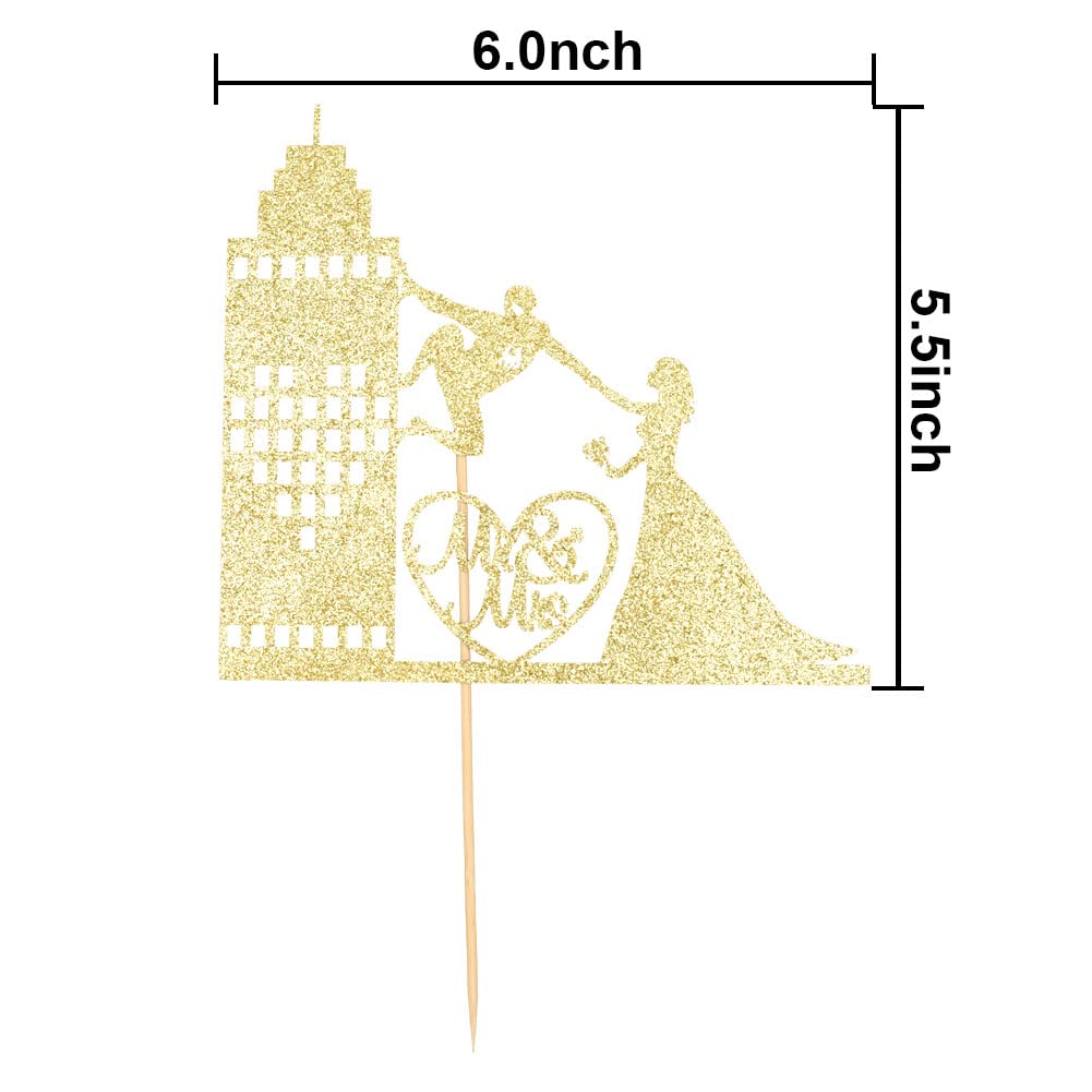 Spider-Man Wedding Cake Topper, Superhero Silhouette, Mr & Mrs Wedding Cake Decors, Bride and Groom Party Decorations, Gold Glitter