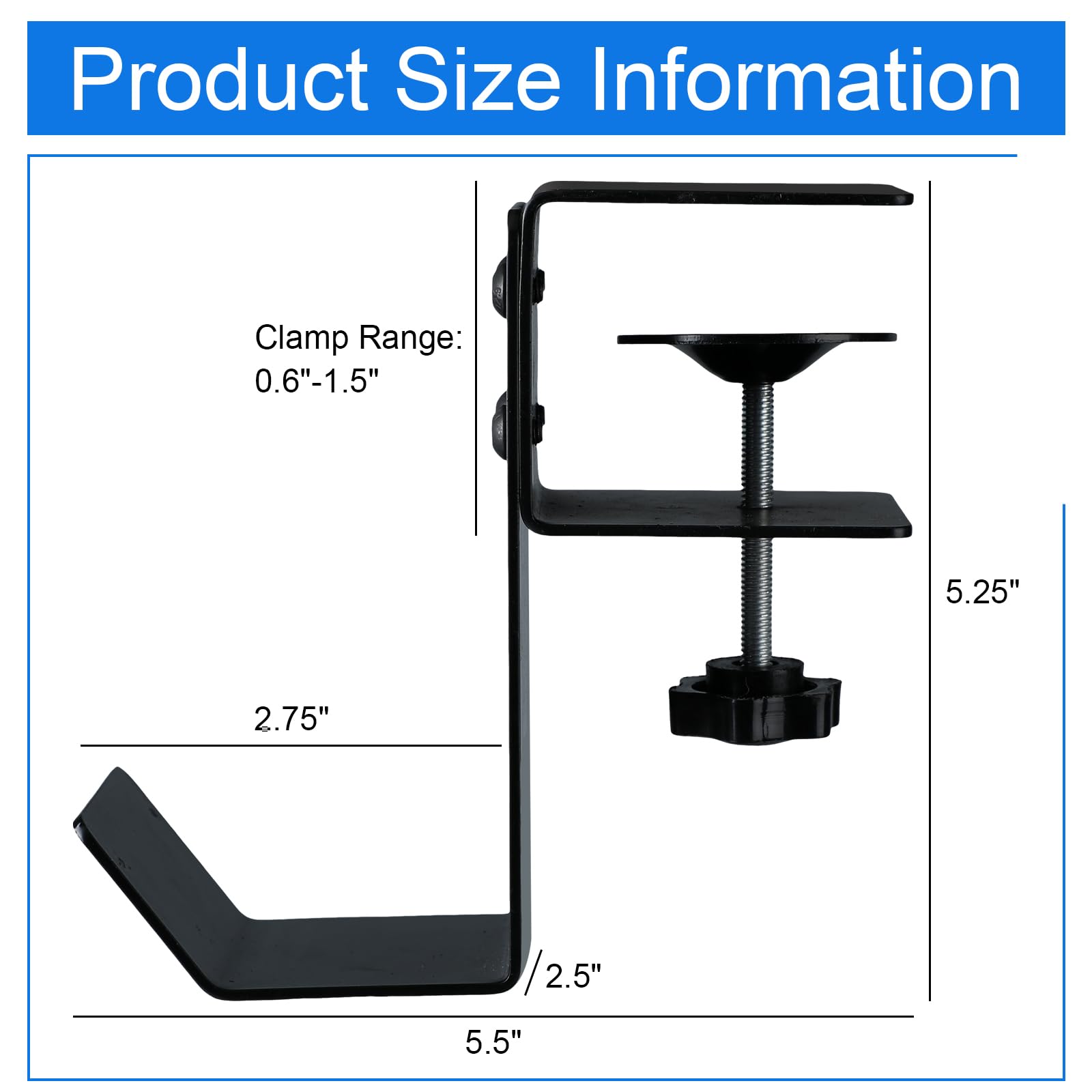 Yaocom 2 Pcs Under Desk Headphone Hanger Practical Headphone Stand Hanger Black Steel Headphone Holder Space-Saving Headphones Hook for Soundbar Small Items Desk Office