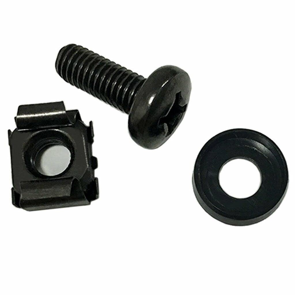 Cables Direct Online Pack of 50pcs M6 Rack Mount Cage Nuts & Screws w/Washers - Square Clips Server Bag Pack Lot