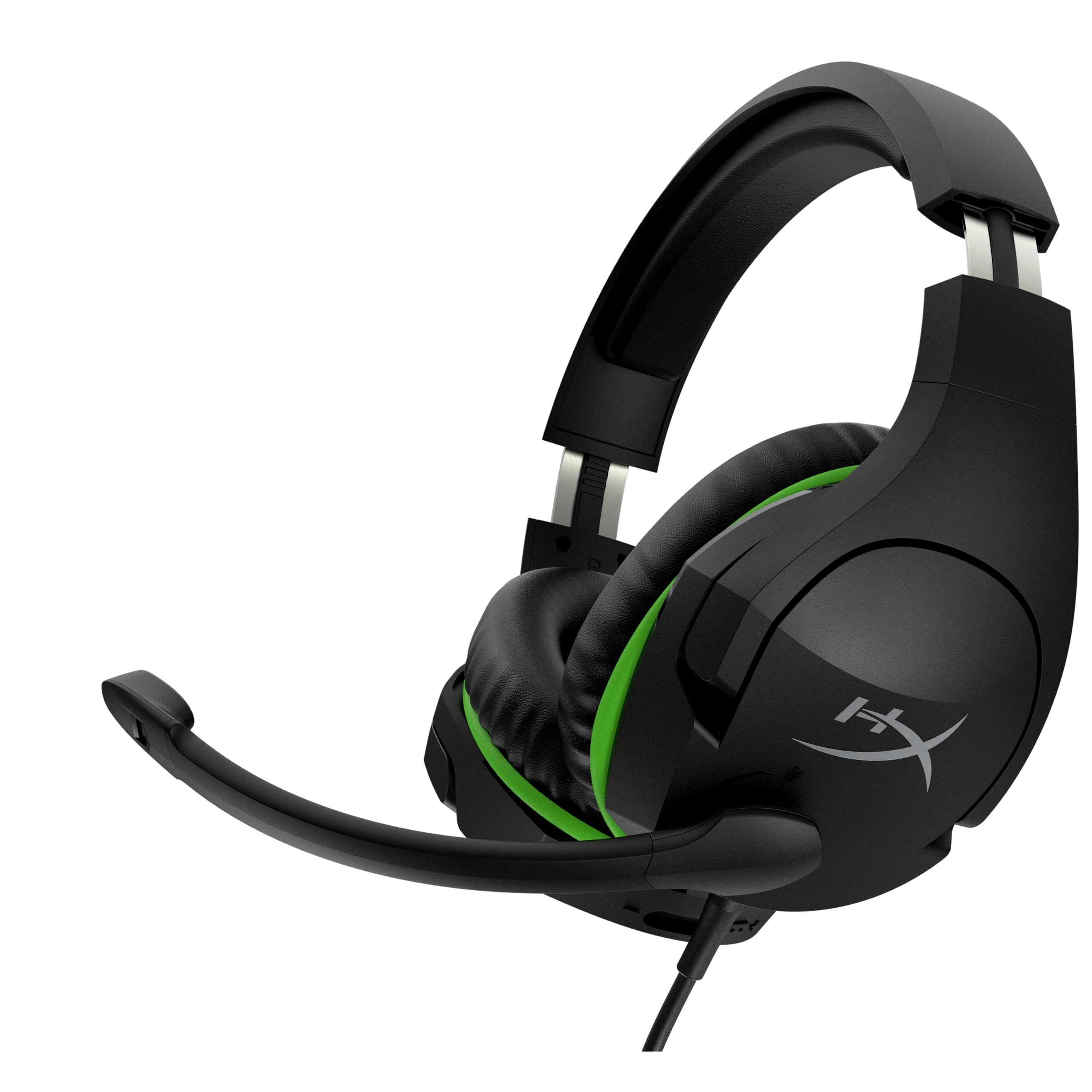 HyperX CloudX Stinger Official Xbox Licensed Wired Gaming Headset Memory Foam Steel Sliders Swivel-to-Mute Noise-Cancellation Microphone for Xbox Series X|S, Xbox One Headphone Black Green (Renewed)