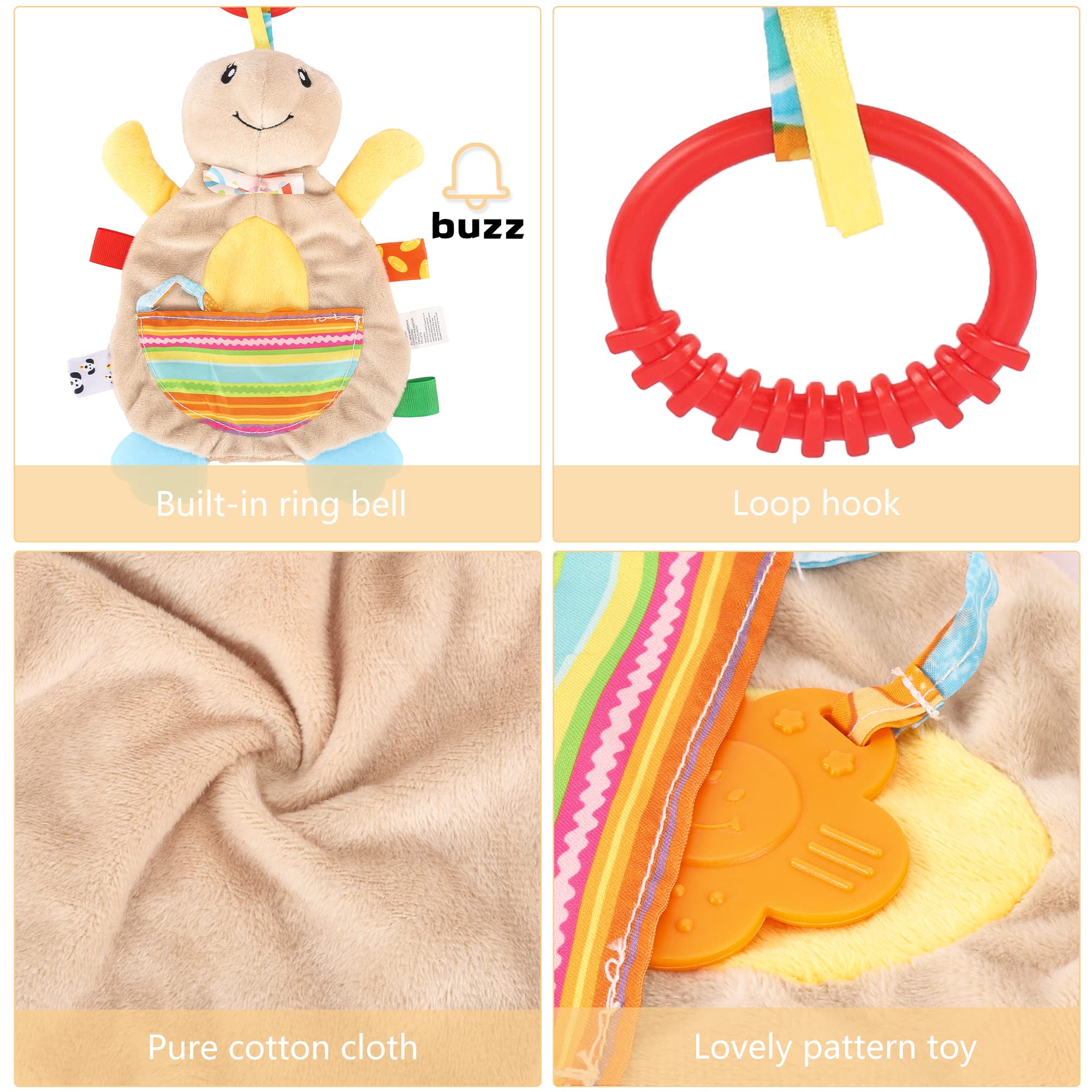 Baby Teething Cuddly Teether with Rabbit Character, 3 Textured Teething Places, BPA-Free Silicone, Soft Fabric Textures to Explore, and Crinkle Sounds to Discover