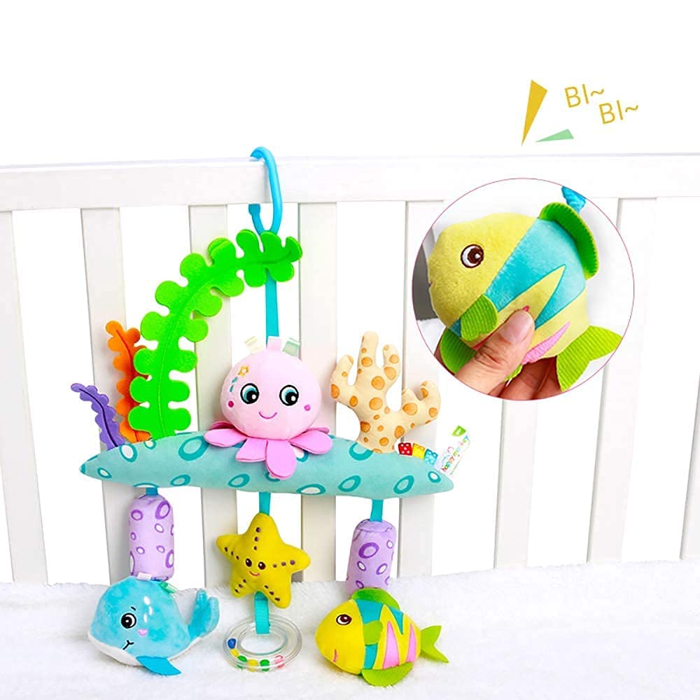 Baby Hanging Toy for Stroller and Crib, Activity Plush Baby Car Seat Crib Travel for Babies, Sensory Learning & Development Toy (Style2)