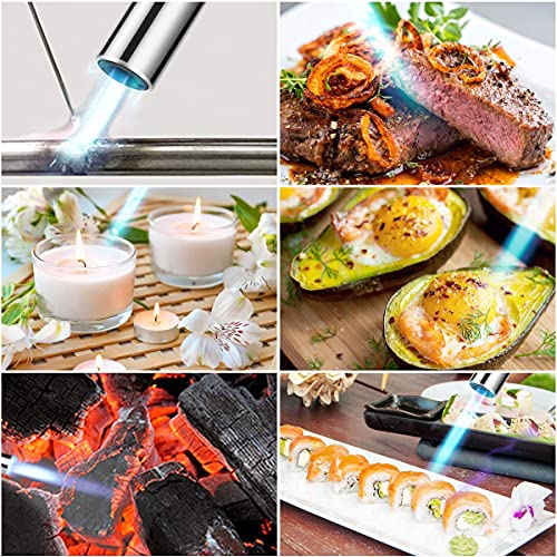 Butane Torch, Vimzone Torch Lighter with Safe Lock, Adjustable Flame Blow Torch, Fit All Butane Tanks Kitchen Torch for BBQ, Baking, Brulee Creme, and Desserts (Butane Gas Not Included) Red…