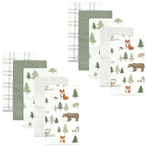 Hudson Baby Unisex Baby Quilted Burp Cloths, Forest Animals, One Size