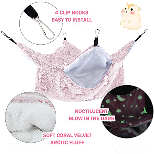 Guinea Pig Hanging Tunnel Hammocks - HOMEYA 2 PCS Luminous Small Animal Pet Hideout Bunkbed Cage Cave Toys for Hamster Squirrel Ferret Hedgehog Chinchilla - Cage Accessories