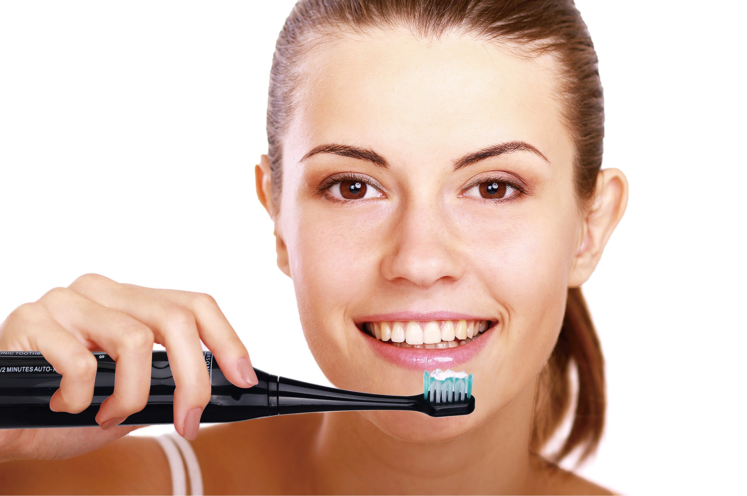 Pursonic S450 Deluxe Plus Rechargeable Sonic Electric Toothbrush with built in UV Sanitizer and bonus 12 brush heads included, Silver