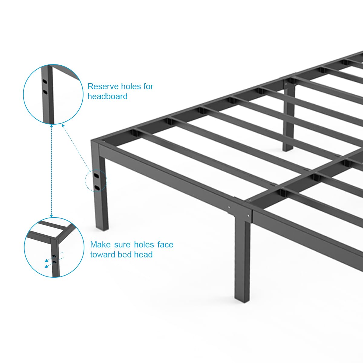 AUTSTA Queen Bed Frame Easy Assembly, Bed Frame Queen Size No Box Spring Needed, Heavy Duty Metal Platform Bed Frame with Plenty of Room for Storage