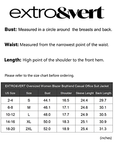 EXTRO&VERT Women Blazer Oversized Long Sleeve Lapel Button Boyfriend Casual Office Suit Jacket Hot Pink